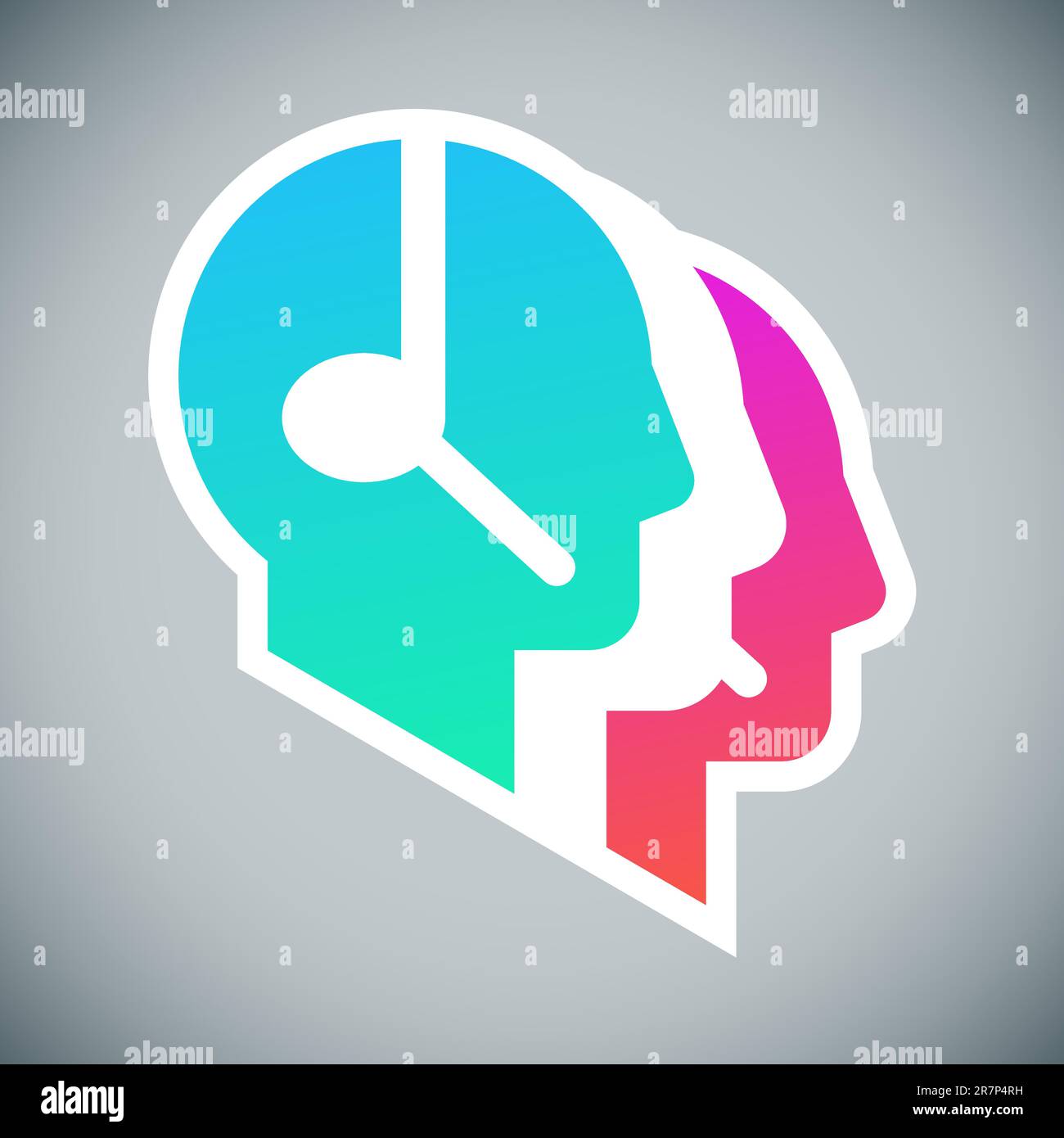 Three head profile silhouettes with headsets on grey background Stock ...