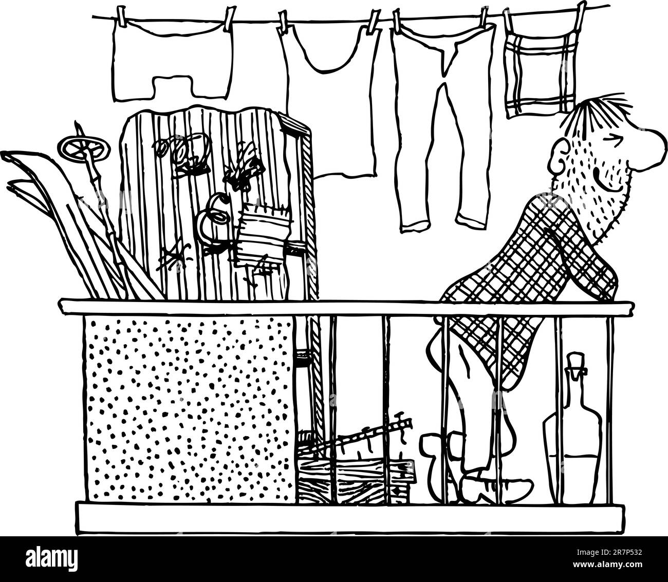 At home on the balcony Stock Vector Images - Alamy