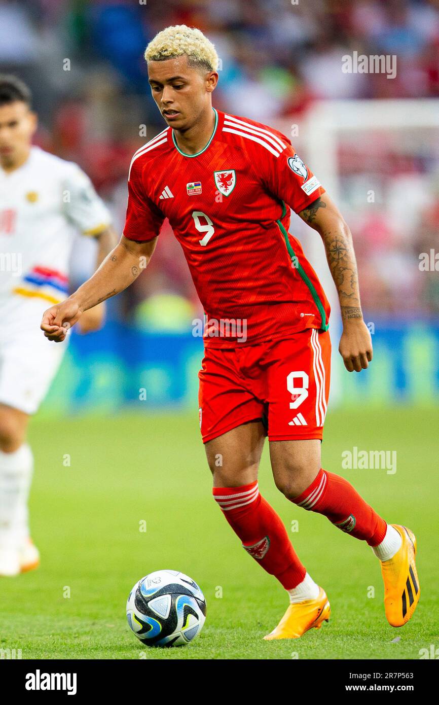 Cardiff, UK. 16th June, 2023. Brennan Johnson of Wales in action. Wales ...