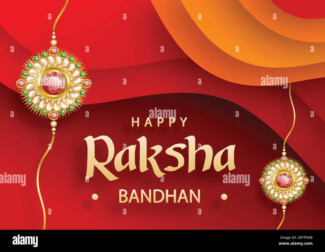 Happy Raksha Bandhan, the Indian festival, with rakhi elements and ...