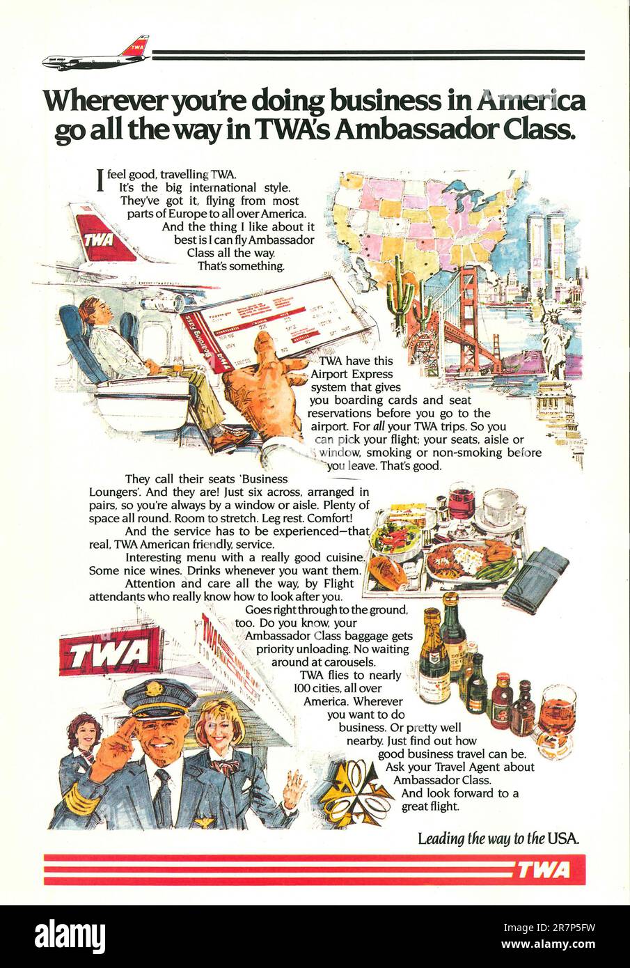 TWA Ambassador class, Trans world airlines advert in a Natgeo magazine ...