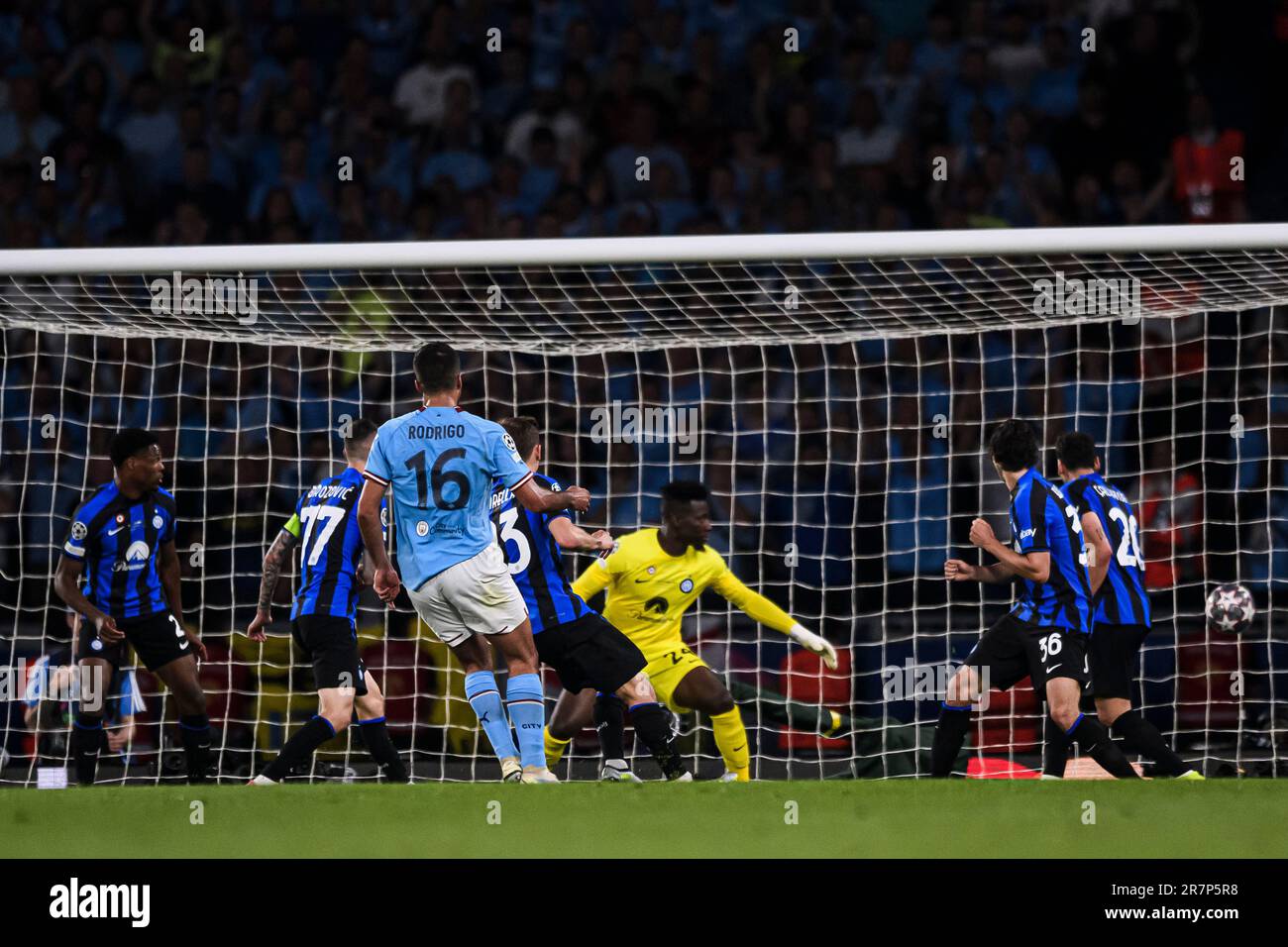 Istanbul, Turkey. 10 June 2023. Rodri of Manchester CIty FC scores a goal during the UEFA ...