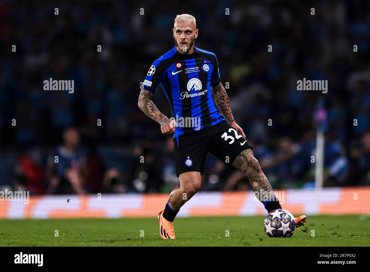 Istanbul, Turkey. 10 June 2023. Federico Dimarco of FC Internazionale in action during the UEFA ...