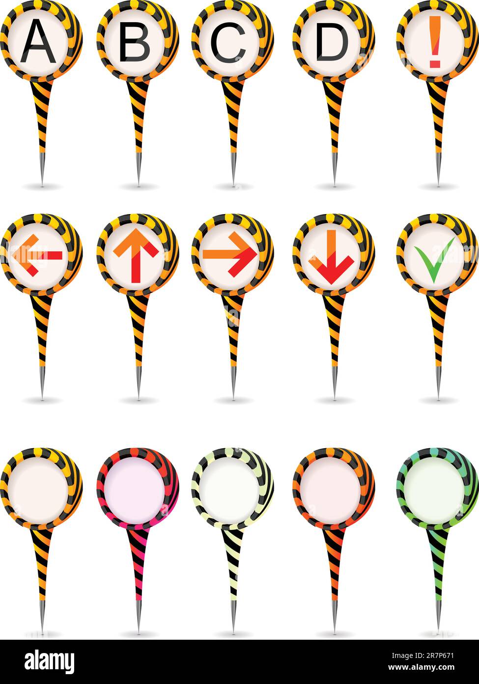 Signs on a designation for reference points on a card in a vector Stock ...