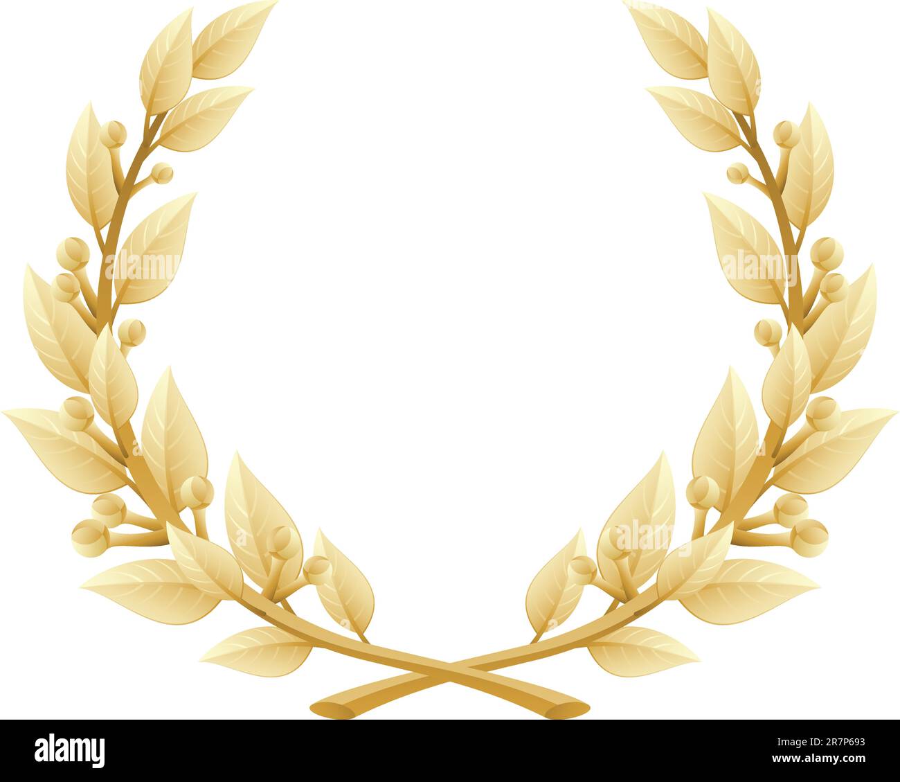 Detailed vector illustration of a gold laurel wreath award. Represents ...