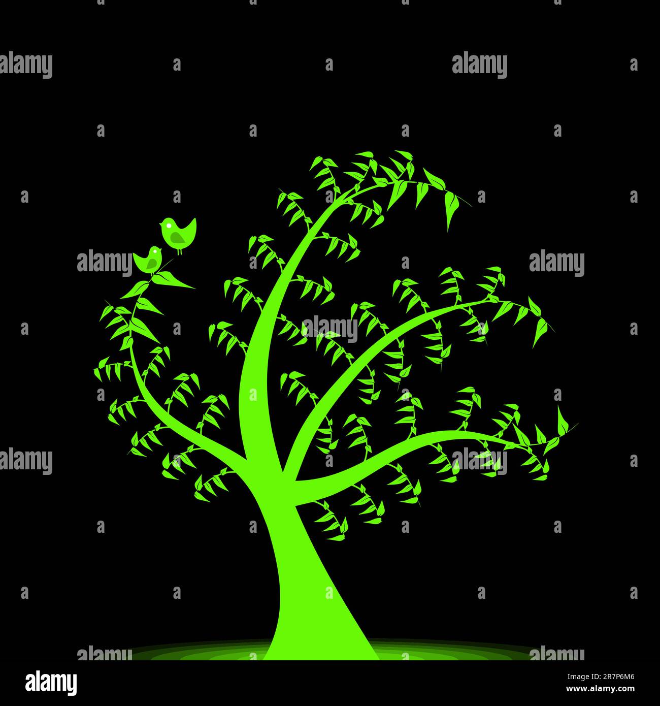 Illustration black birds tree Stock Vector Images - Alamy