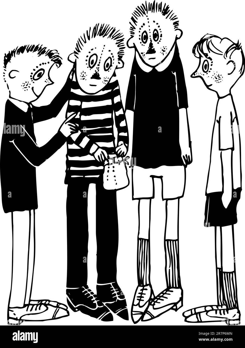 Four boys standing and solving problem Stock Vector Image & Art - Alamy