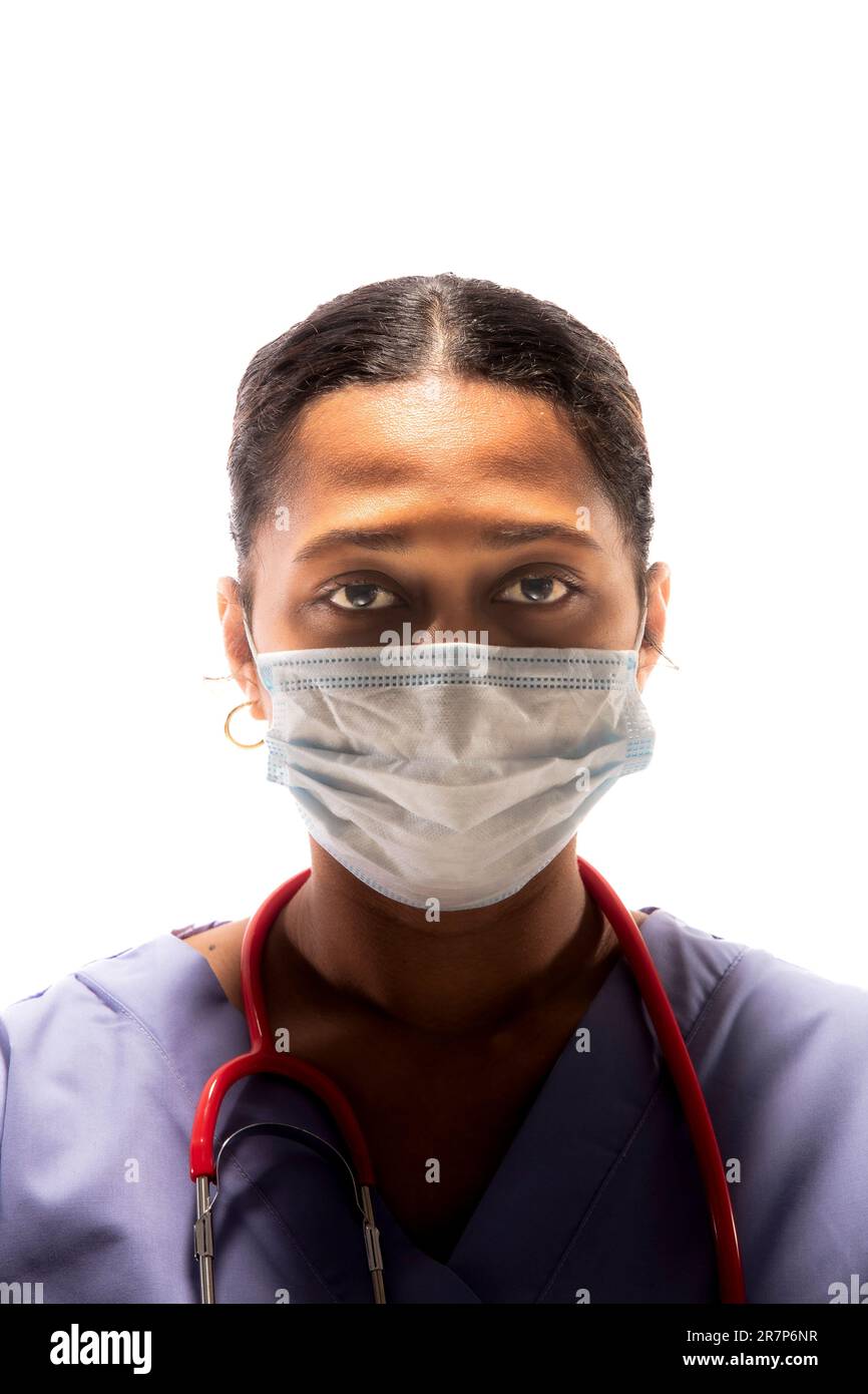 Healthcare professional wearing mask stethoscope hi-res stock ...