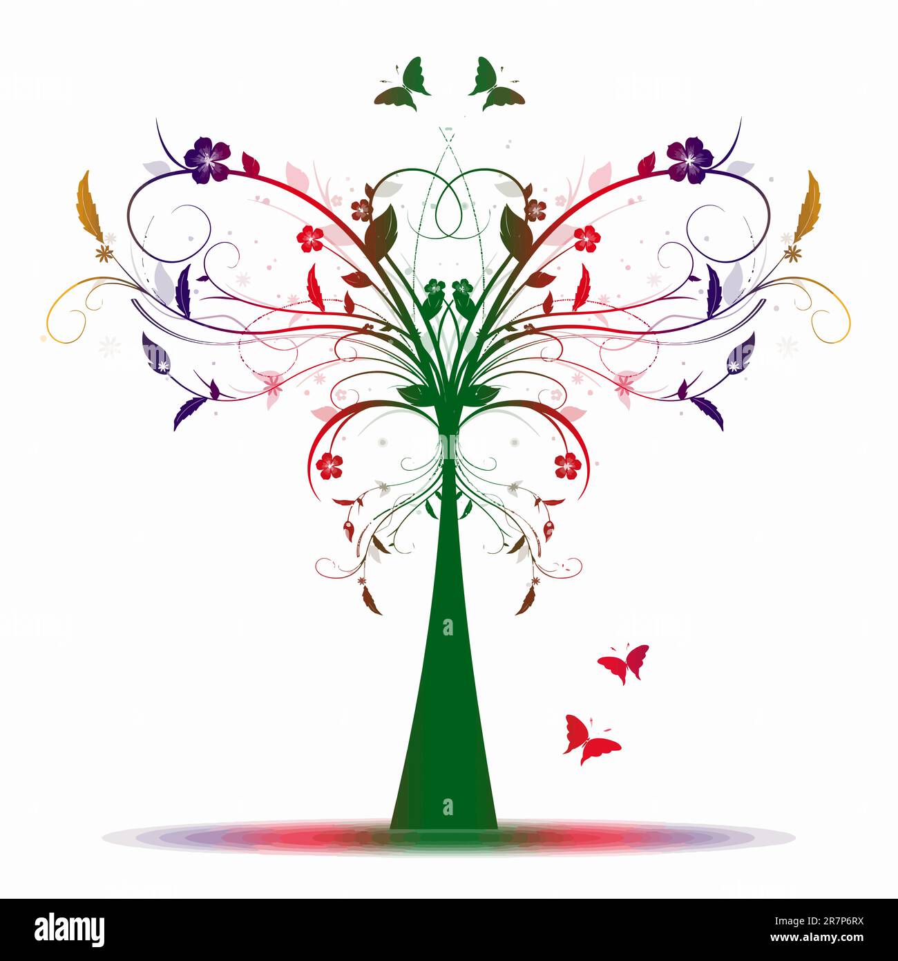 Beautiful and colorful art tree and butterfly Stock Vector Image & Art ...