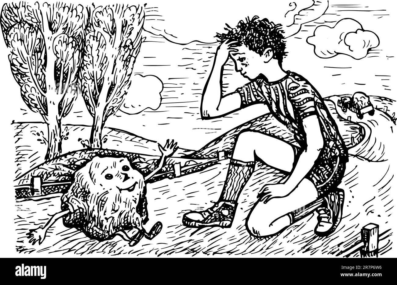 Boy stone Stock Vector Images - Alamy