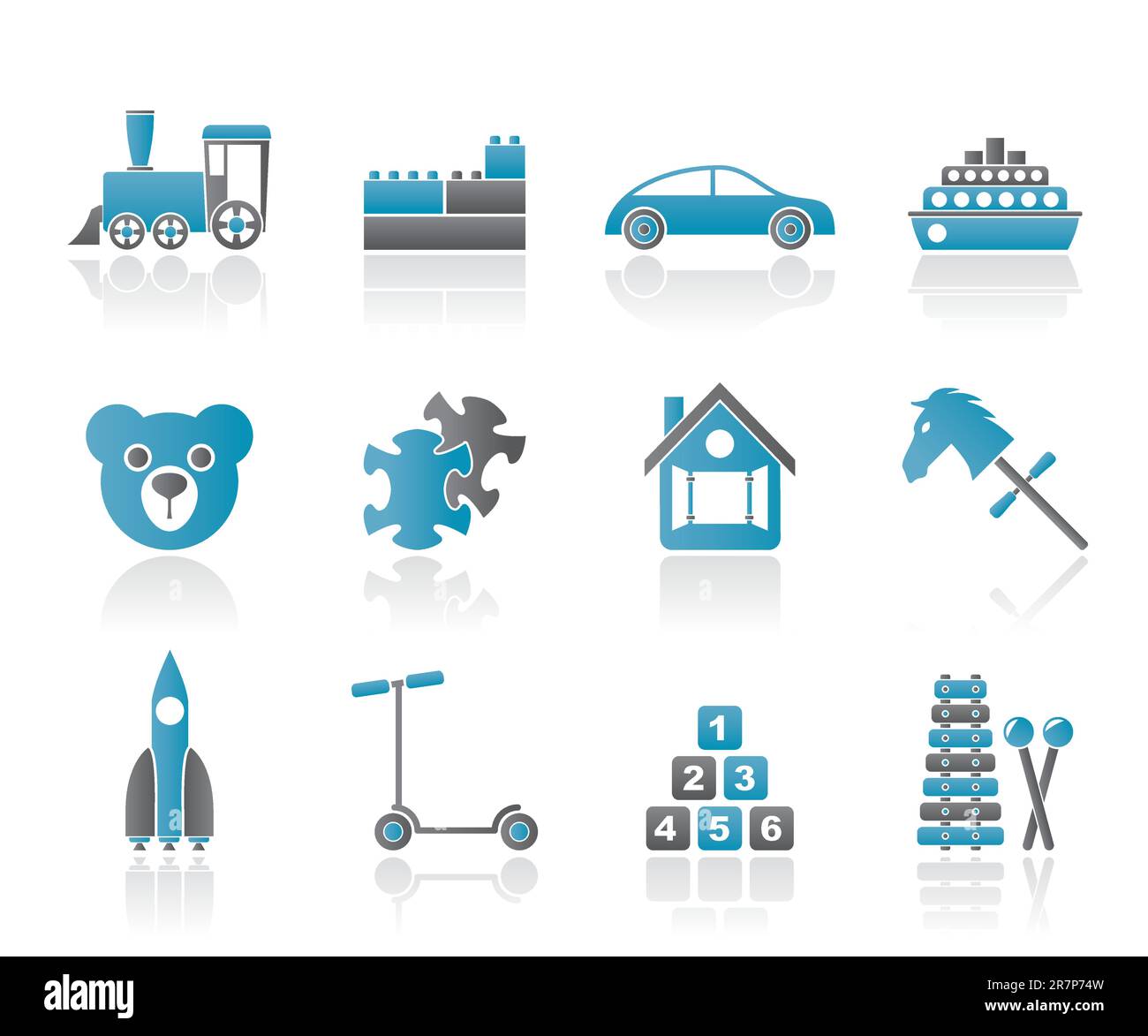 Different Kinds of Toys Icons - Vector Icon Set Stock Vector Image ...