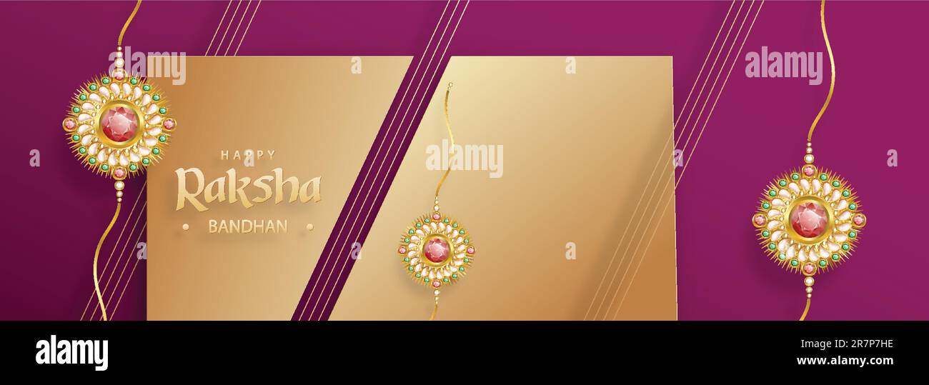 Happy Raksha Bandhan, the Indian festival, with rakhi elements and ...