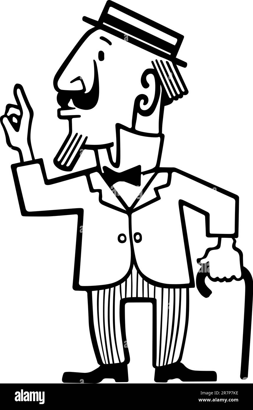 Hat coat walking stick Black and White Stock Photos & Images - Alamy