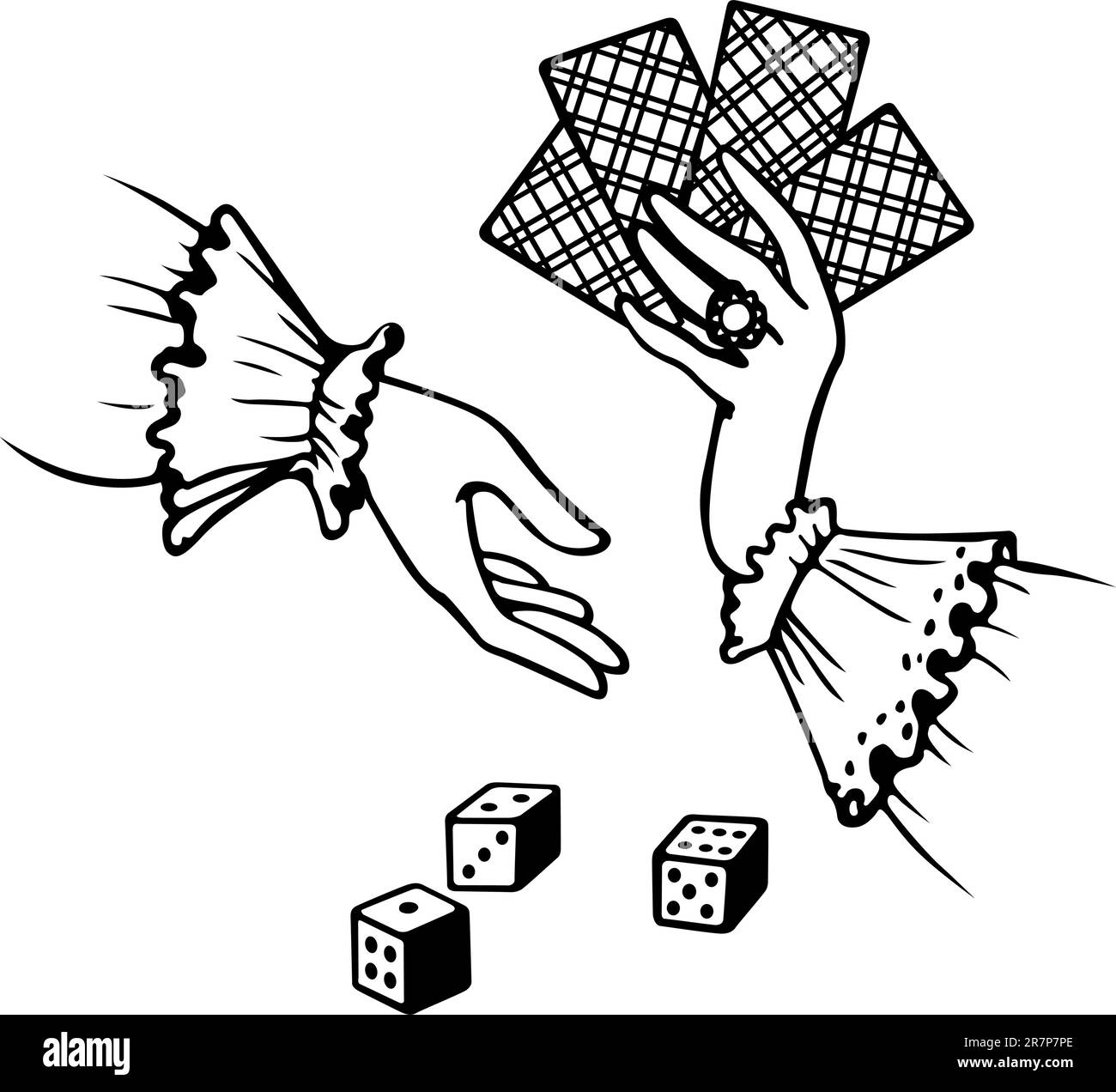 Hands with cards and dice on white background Stock Vector Image & Art ...