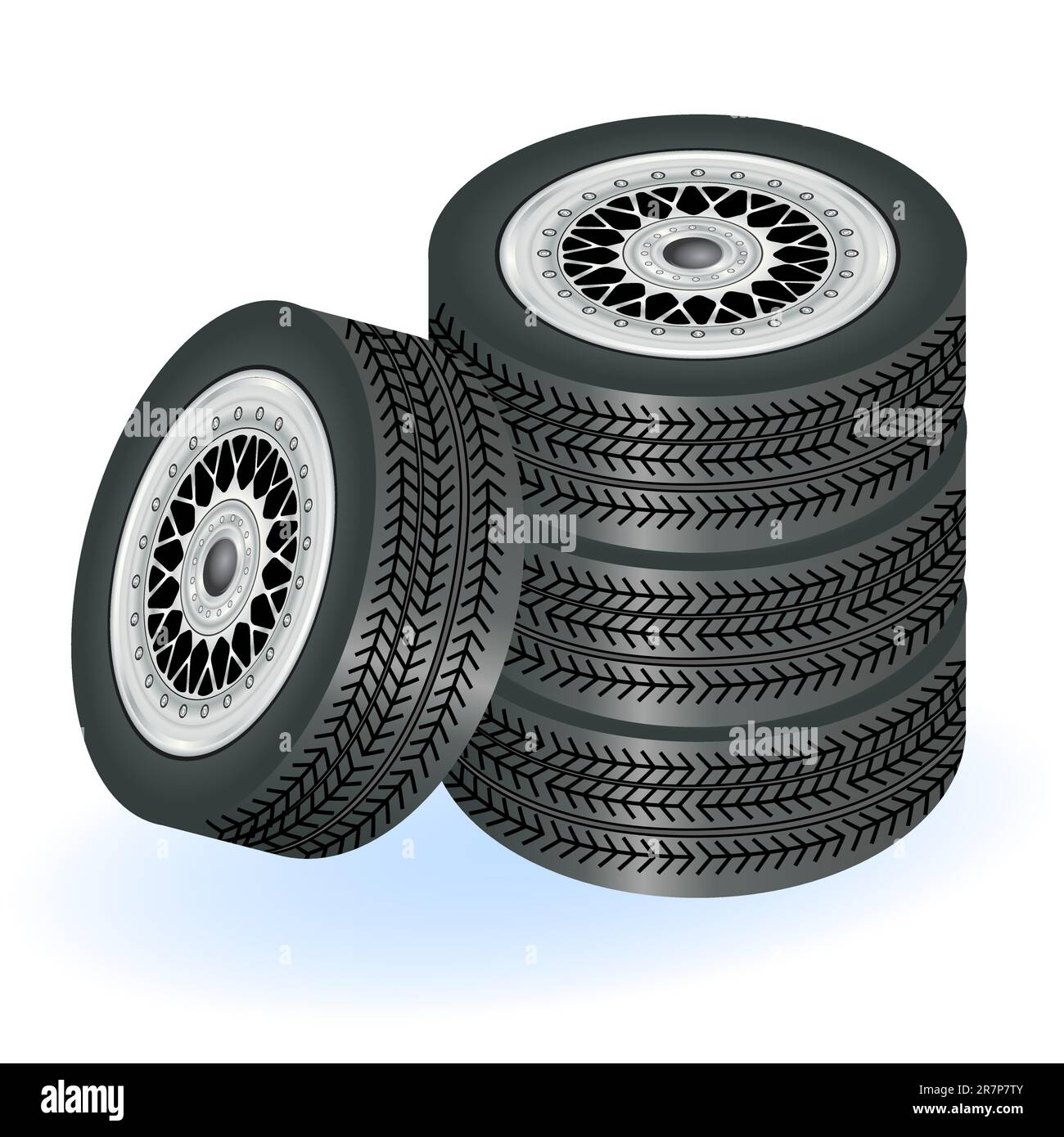 Illustration of four realistic tires isolated on white background Stock ...