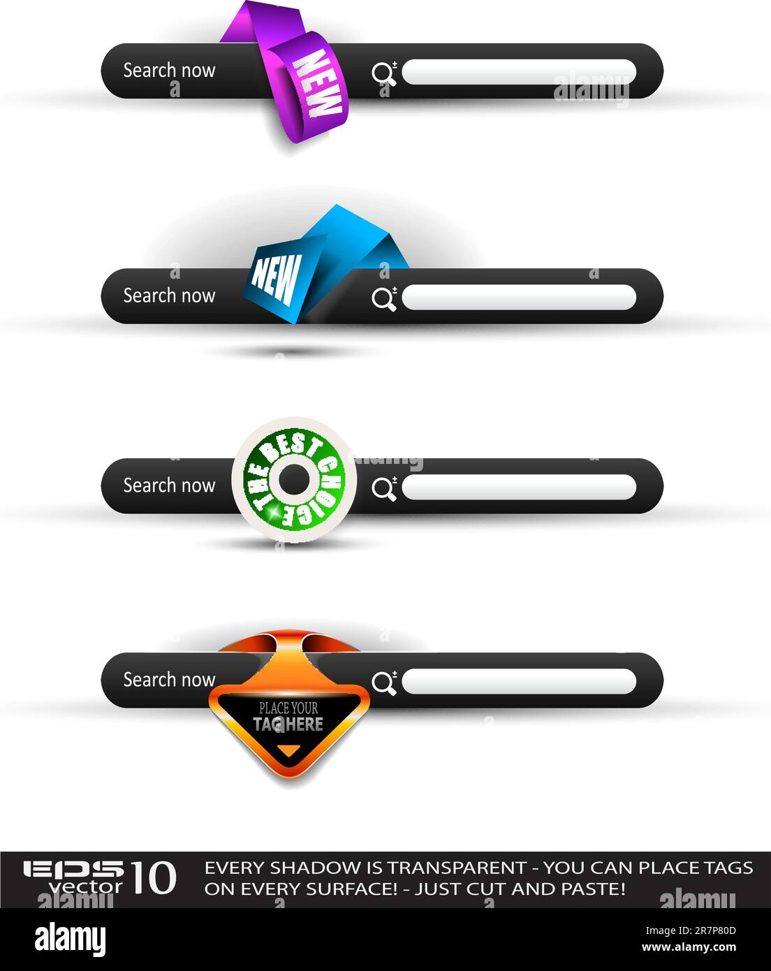 Set of modern original style search banners with various label tags for ...