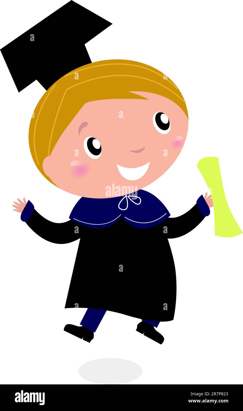 Graduate Bachelor with diploma isolated on white background. Vector ...