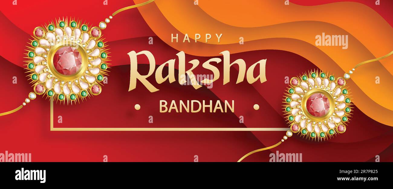 Happy Raksha Bandhan, the Indian festival, with rakhi elements and ...