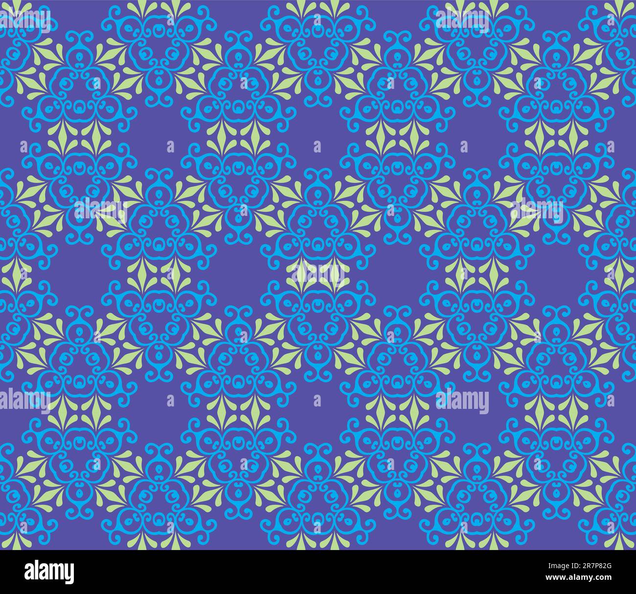 Seamless and elegant Baroque pattern with leaves and swirls on a purple ...