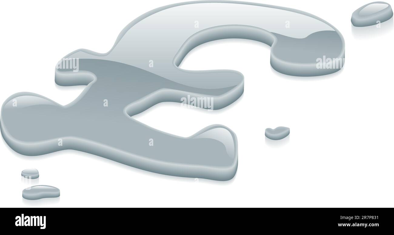 Illustration of a liquid silver metal pound sterling symbol sign Stock ...