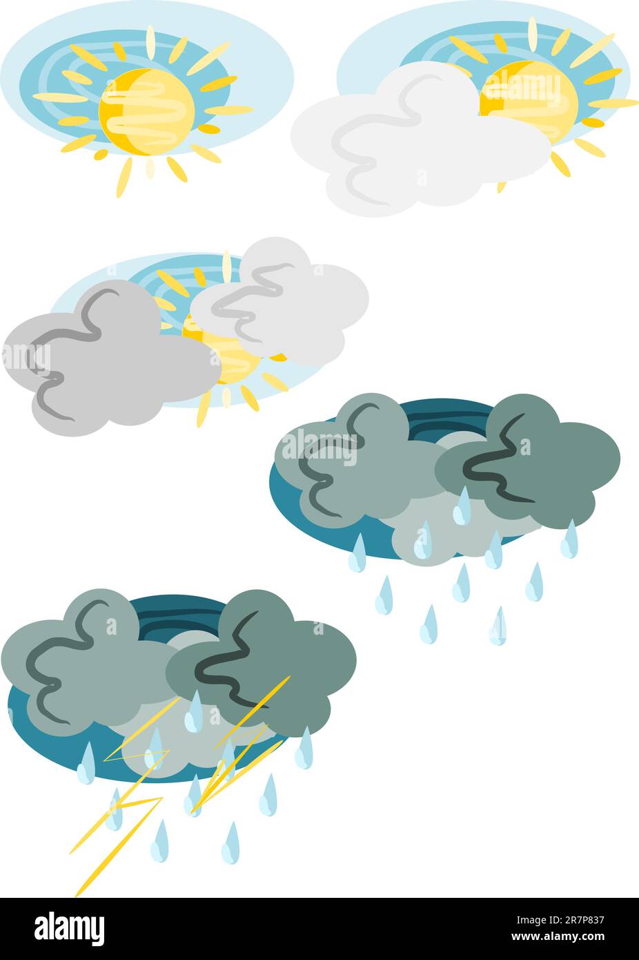 Beauty and pattern five weather symbols - vector illustration Stock ...