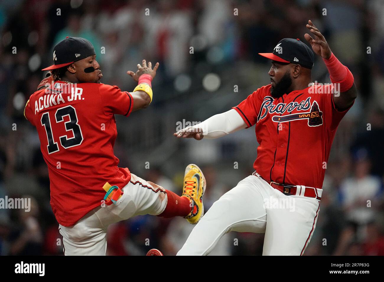 Atlanta Braves right fielder Ronald Acuna Jr. (13) and designated ...