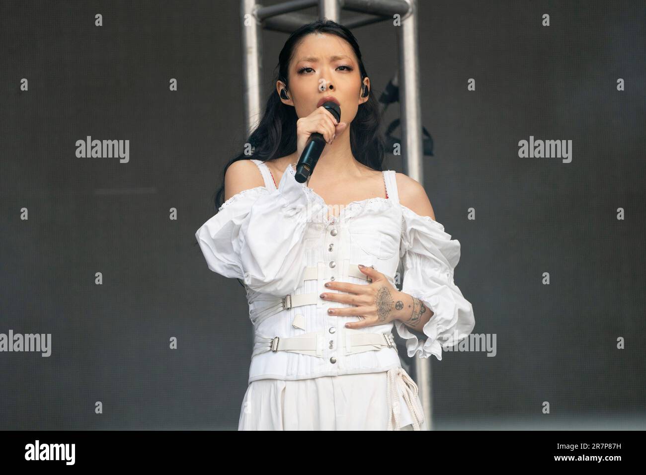 Rina Sawayama performs during the 2023 Bonnaroo Music and Arts Festival ...