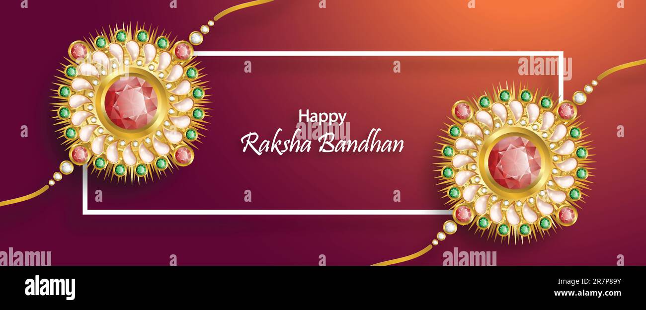 Happy Raksha Bandhan, the Indian festival, with rakhi elements and ...