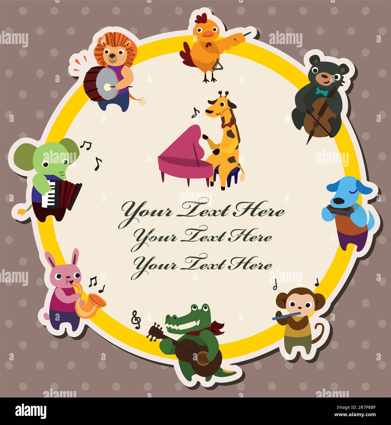 animal play music card Stock Vector Image & Art - Alamy