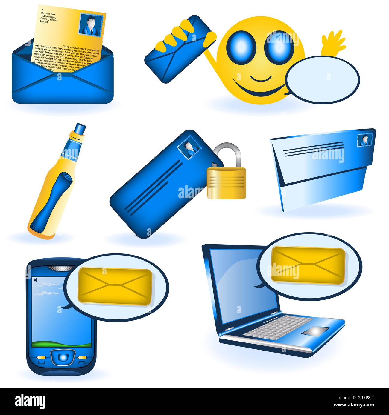 A collection of five different message illustrations Stock Vector Image ...