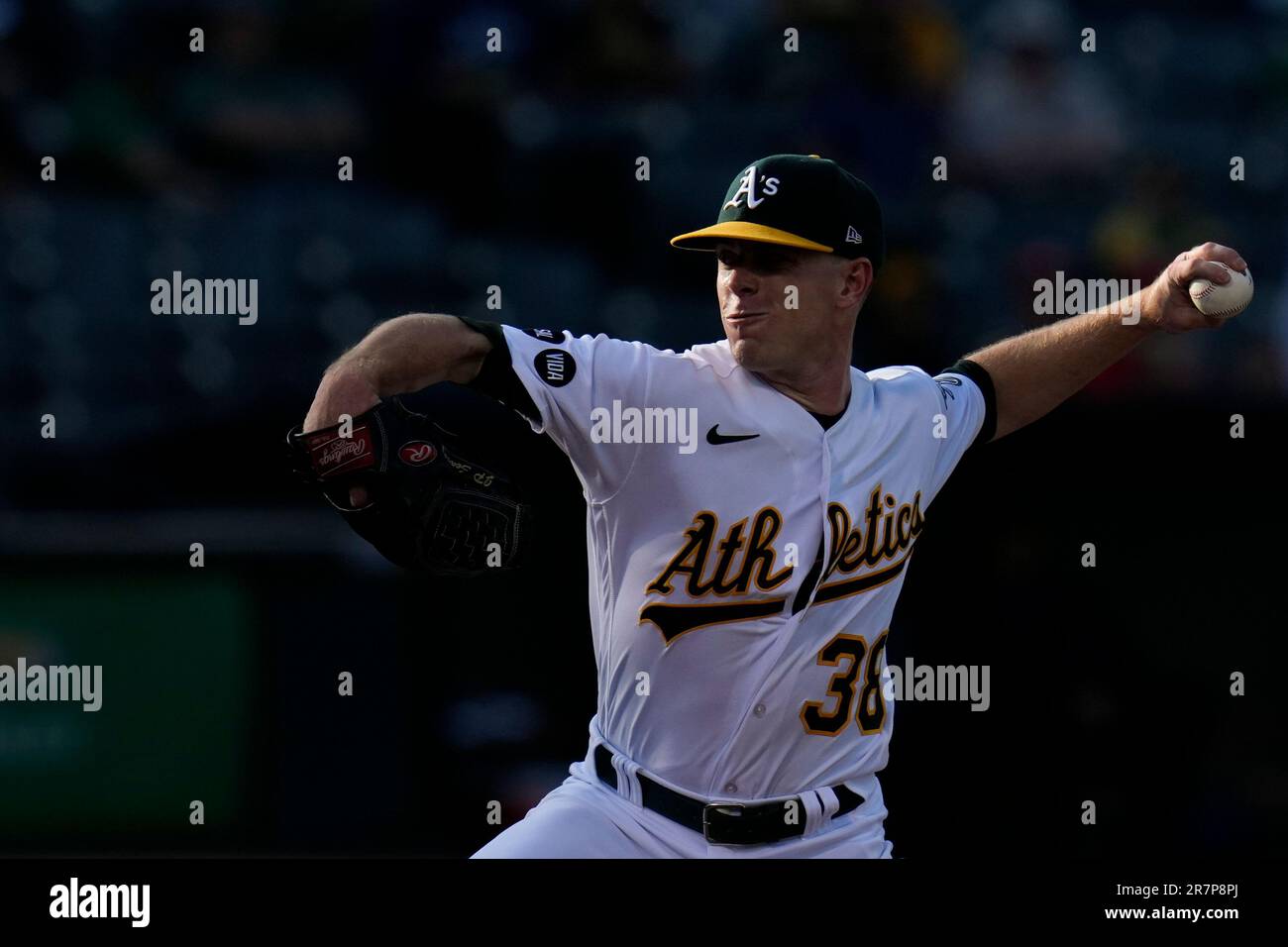 Oakland Athletics pitcher JP Sears throws against the Philadelphia ...