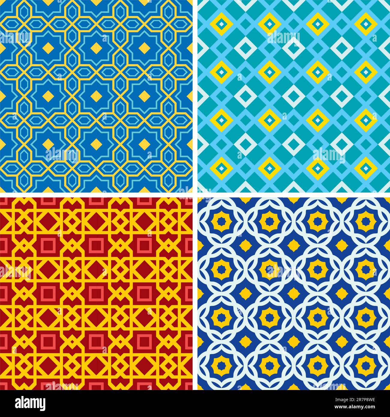 Four bright, colorful seamless geometric patterns Stock Vector Image ...
