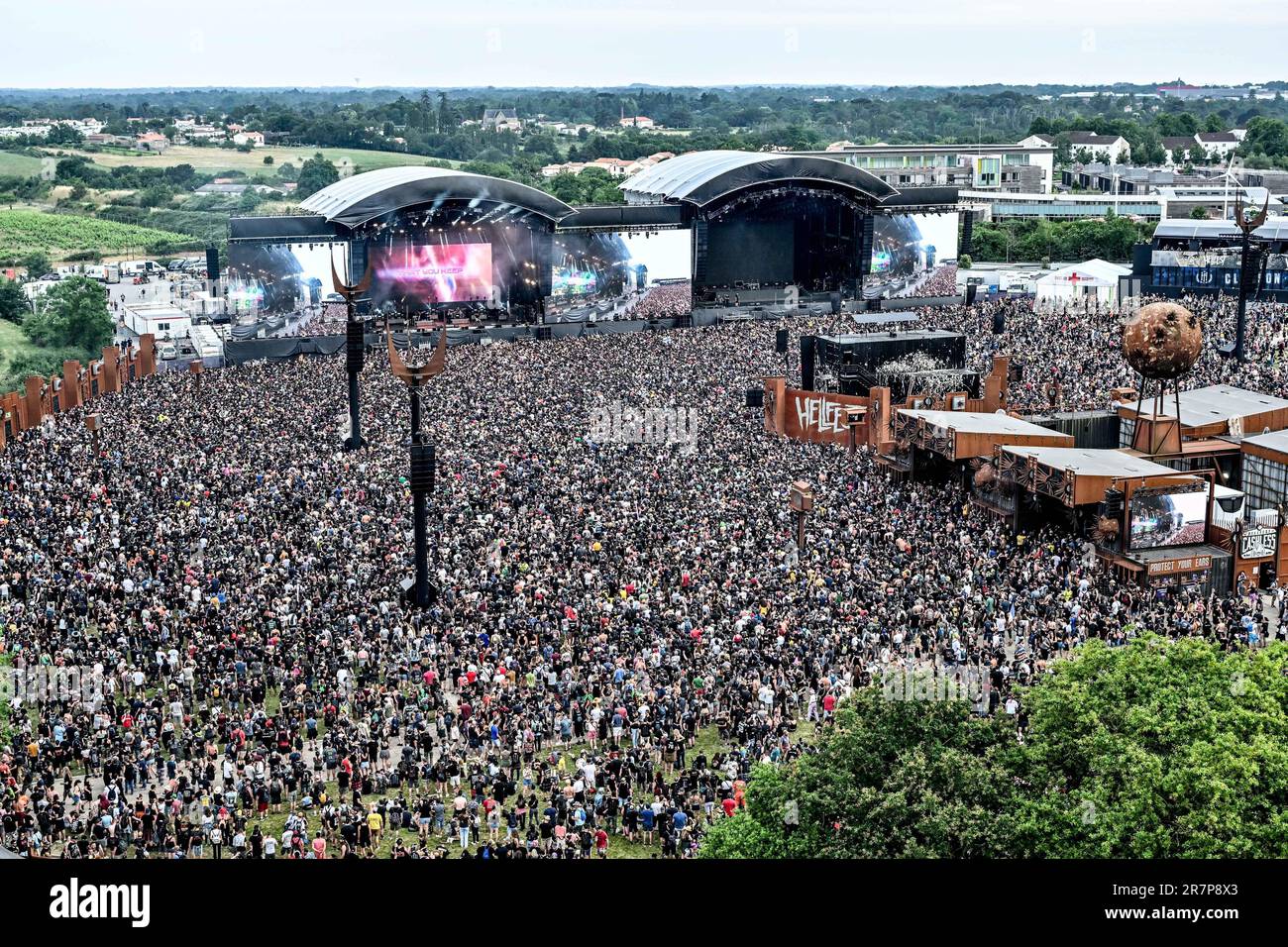 Clisson, France. 16th June, 2023. Aerial views of Hellfest Open Air ...