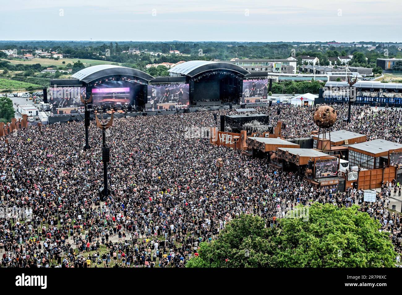 Clisson, France. 16th June, 2023. Aerial views of Hellfest Open Air Festival in Clisson, France ...