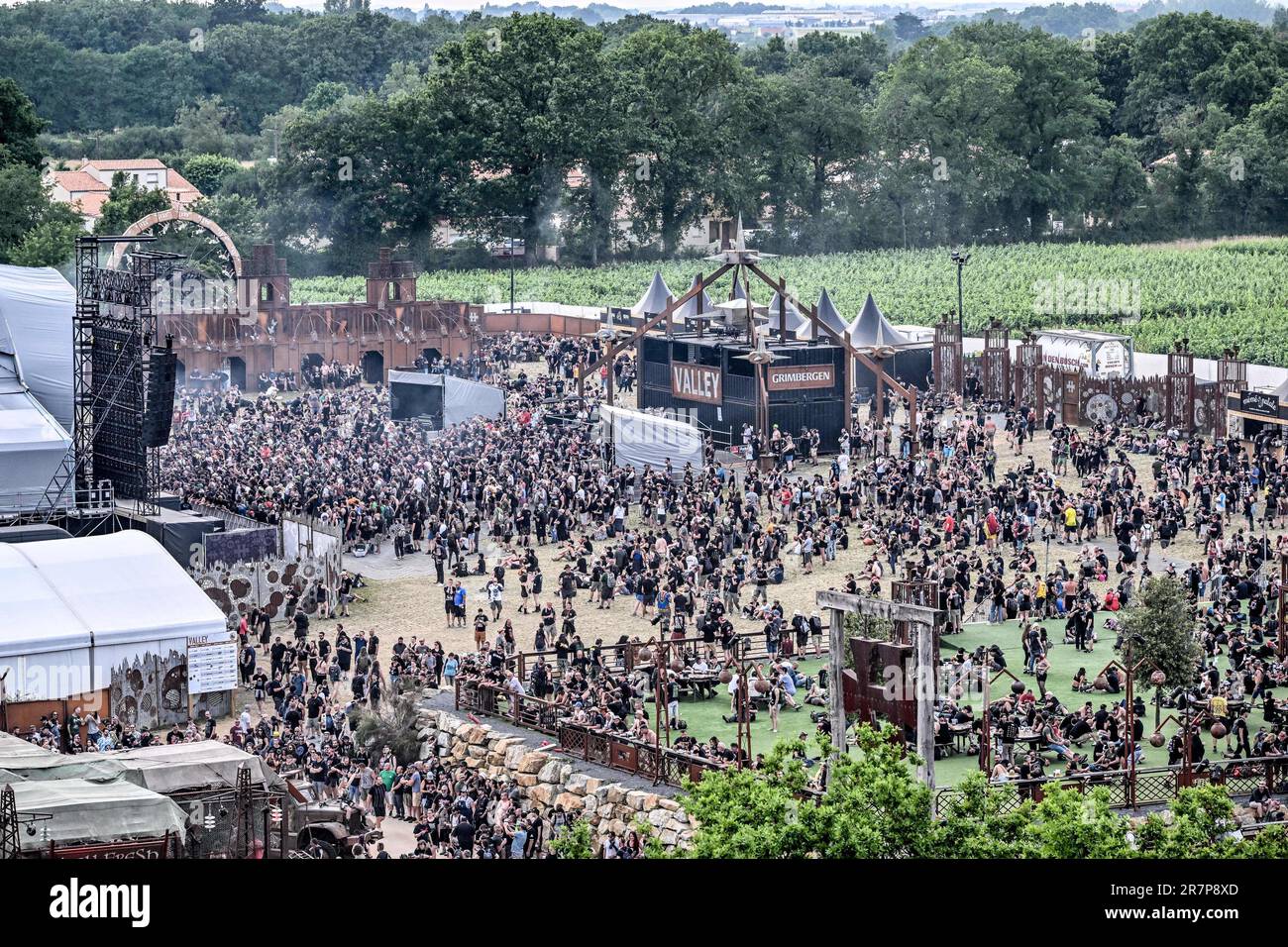 Clisson, France. 16th June, 2023. Aerial views of Hellfest Open Air ...