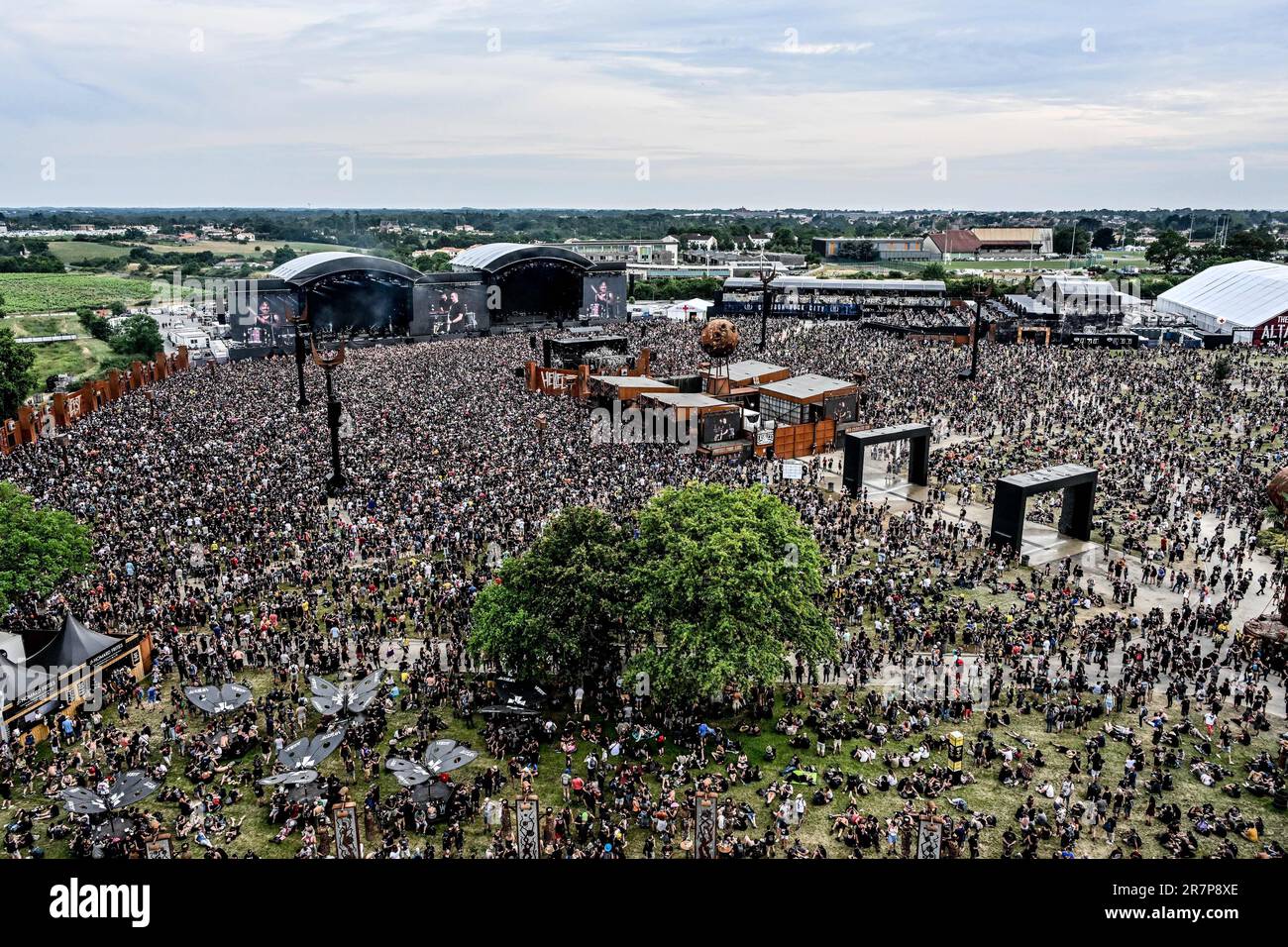 Clisson, France. 16th June, 2023. Aerial views of Hellfest Open Air ...