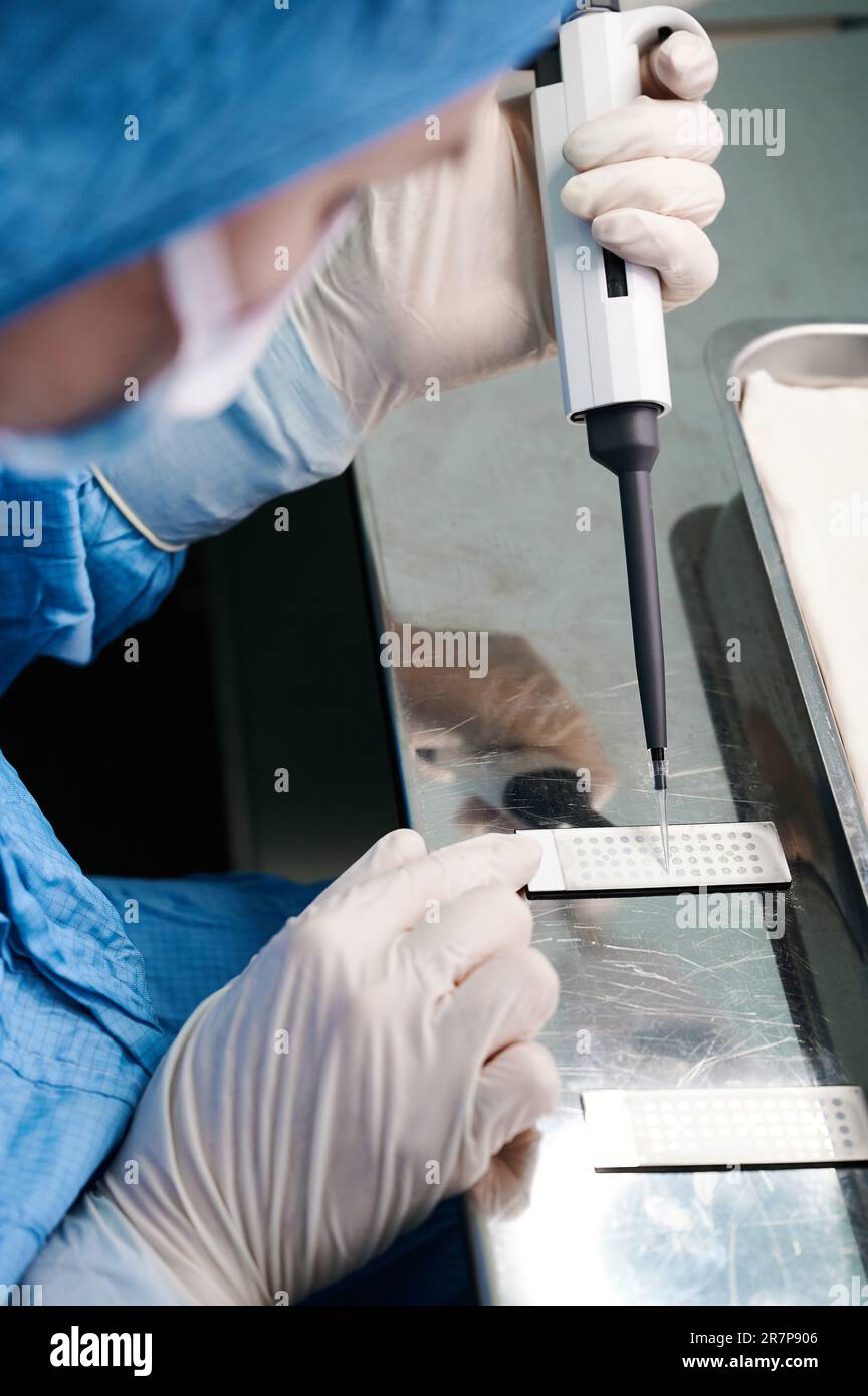 Laboratory technician works with slide for mass spectrometer Stock ...