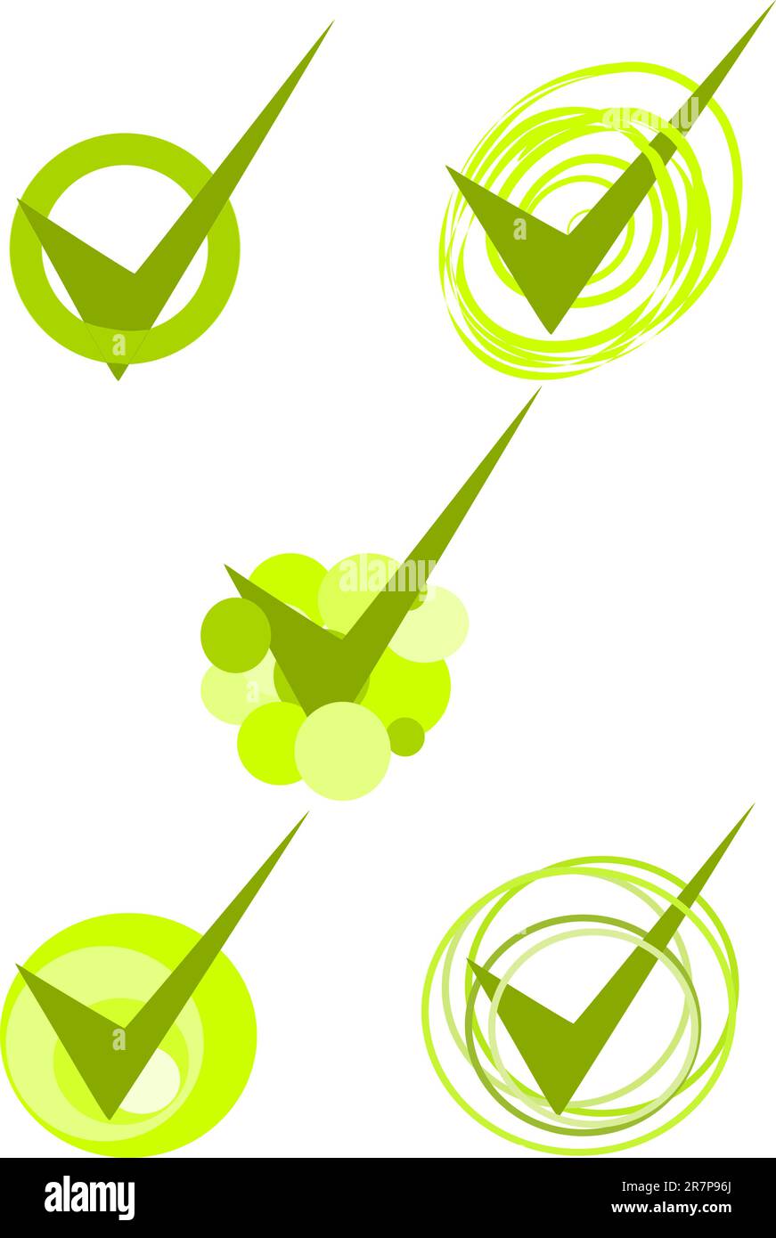 Five green accepted symbols - vector Stock Vector Image & Art - Alamy