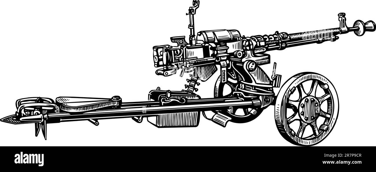 Military machine gun isolated on white Stock Vector Image & Art - Alamy