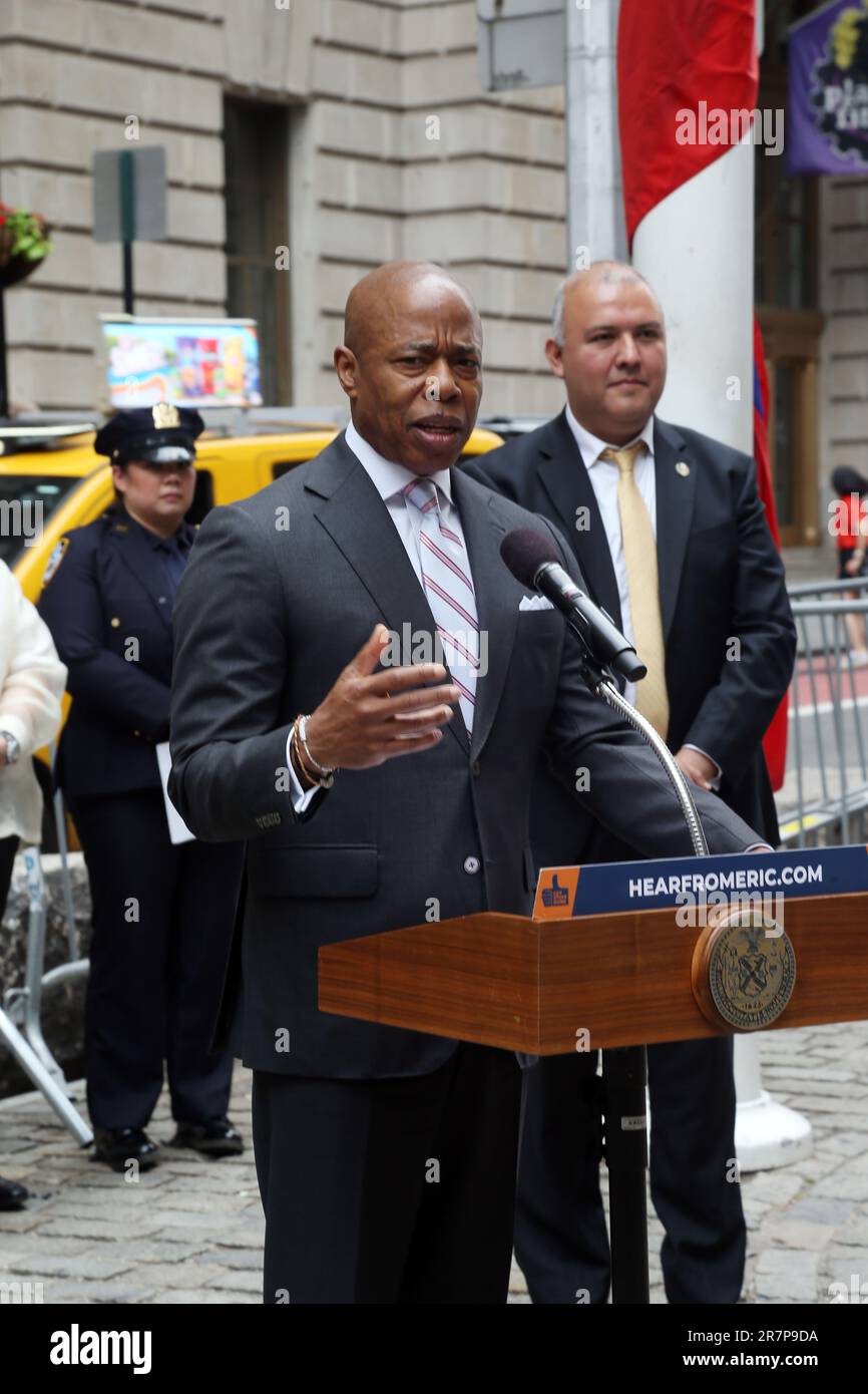 NEW YORK, NY- June 16: New York City Mayor Eric Adams, along with ...