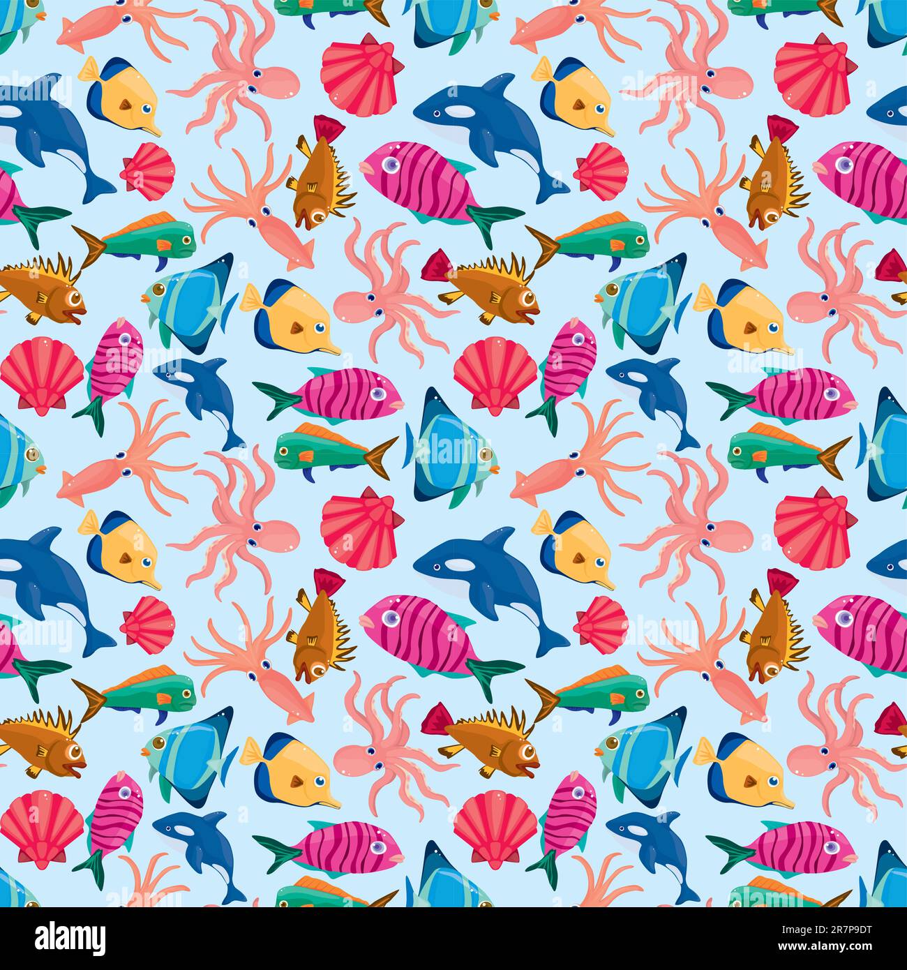 cartoon fish seamless pattern Stock Vector Image & Art - Alamy