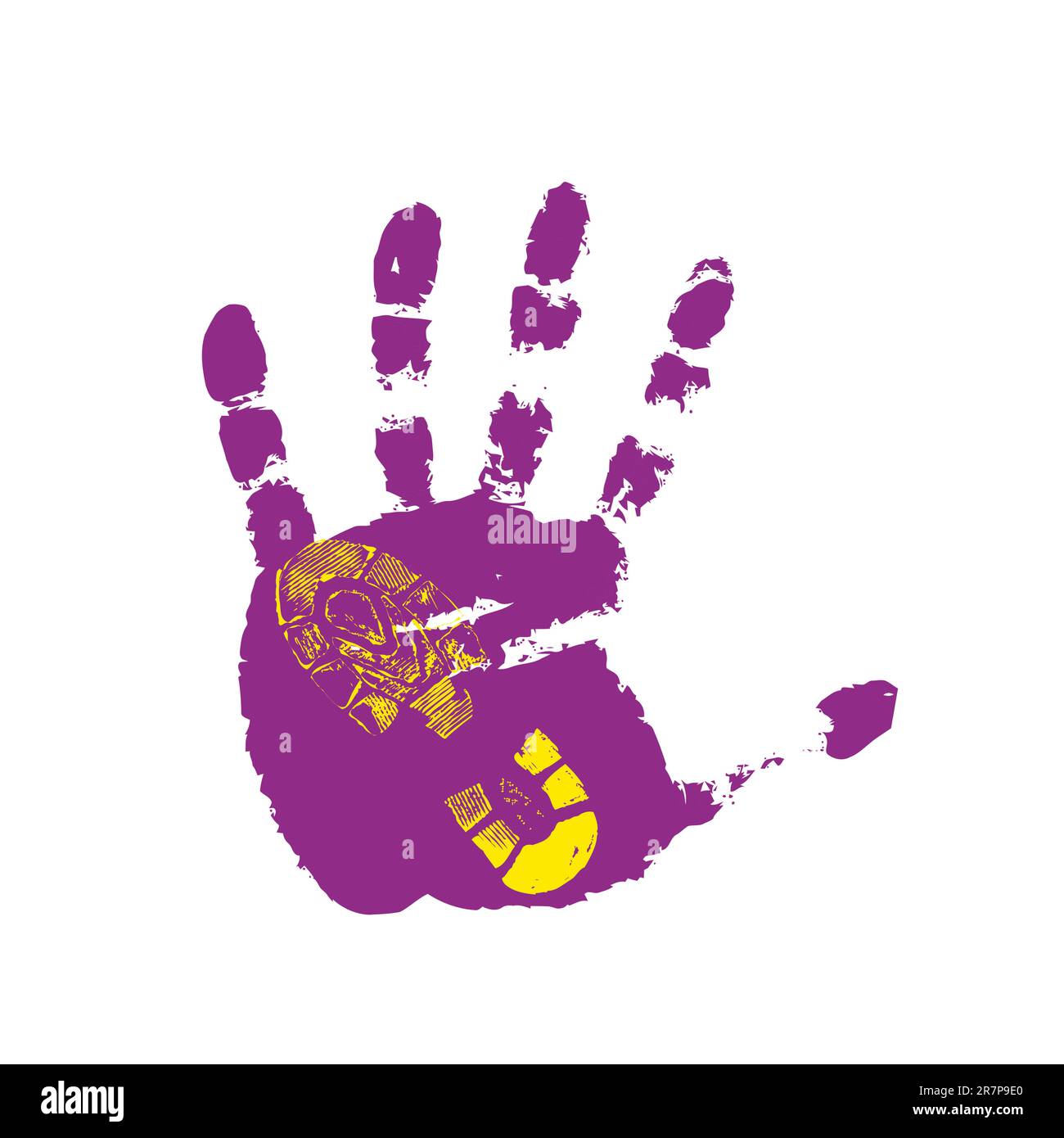 Print of a human boot and hand on a white background.Vector Stock ...