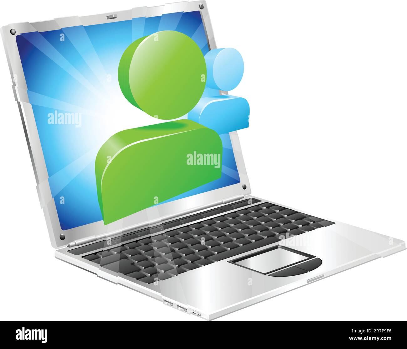Social media icon coming out of laptop screen concept Stock Vector ...