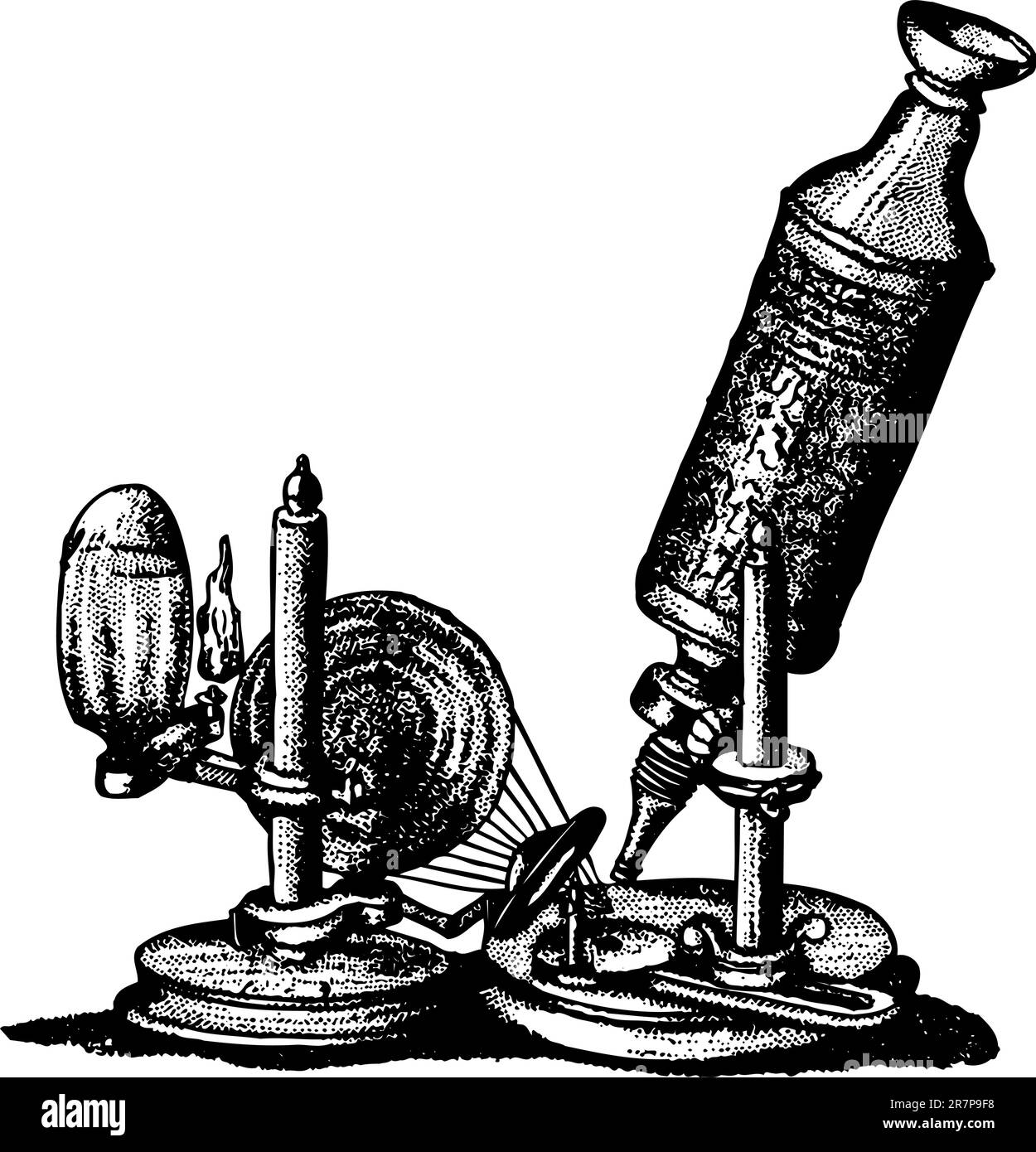 Old fashioned microscope Stock Vector Images - Alamy