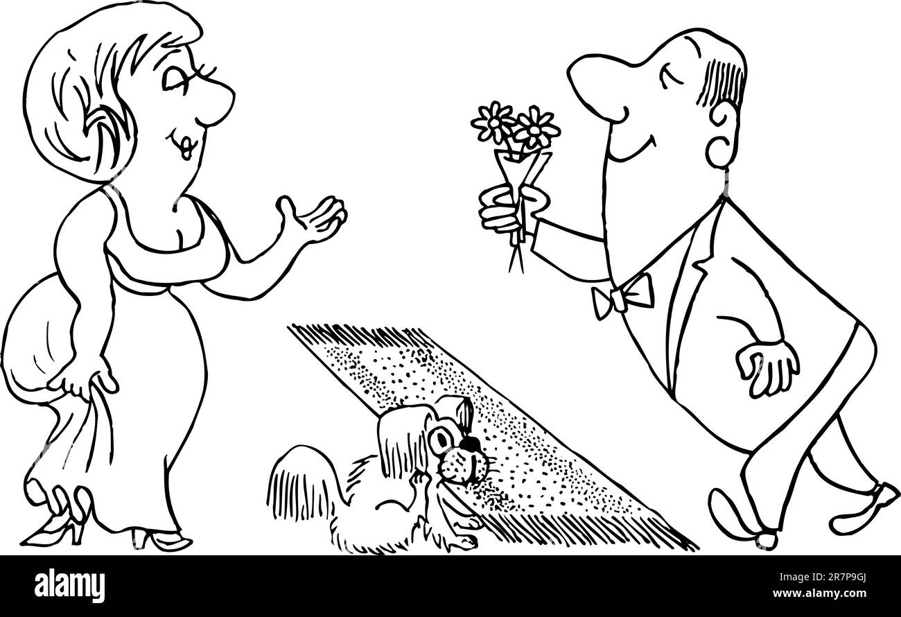 Very rich woman with man Stock Vector Images - Alamy