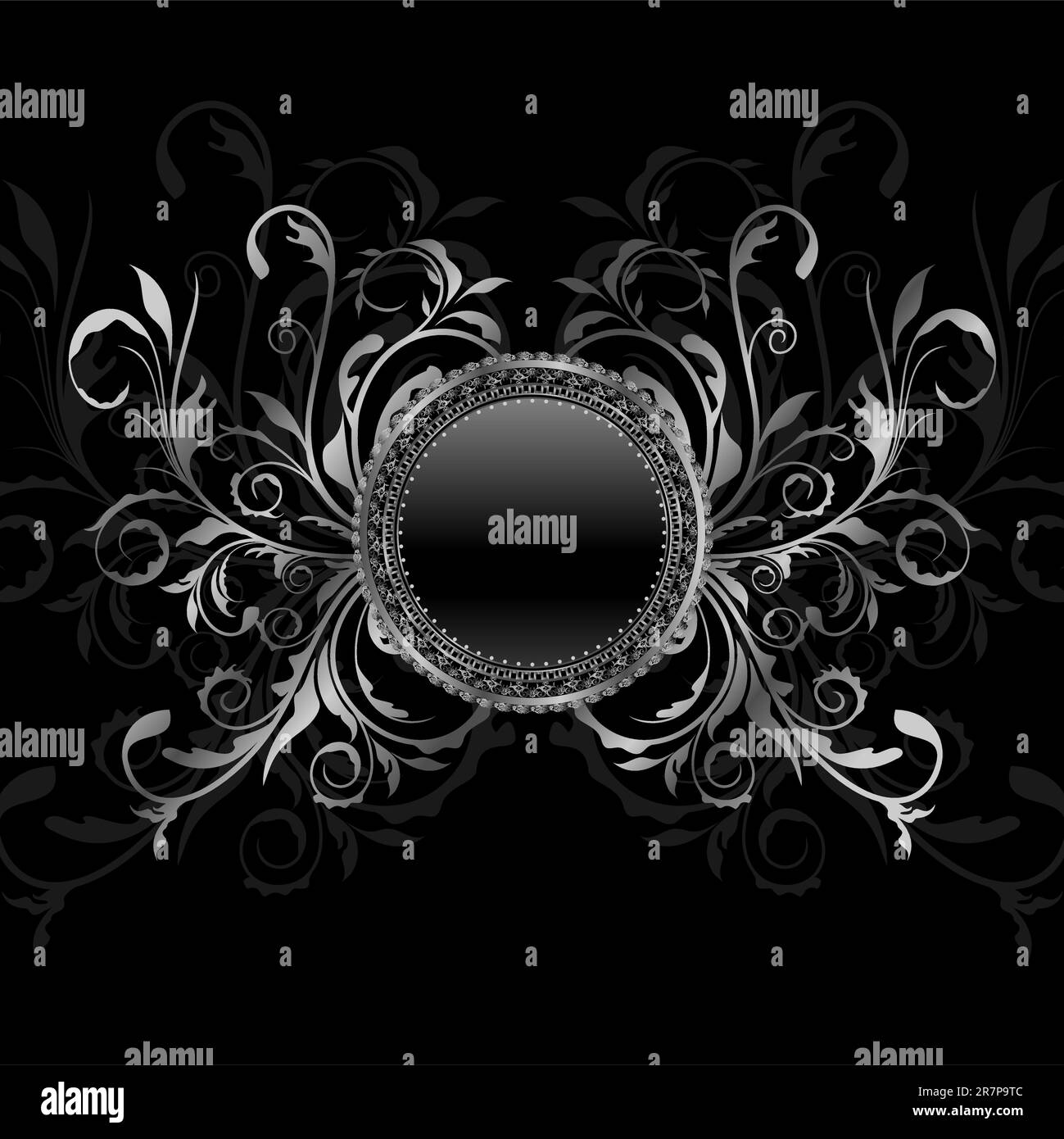 Illustration aluminium background with ornamental medallion, design ...