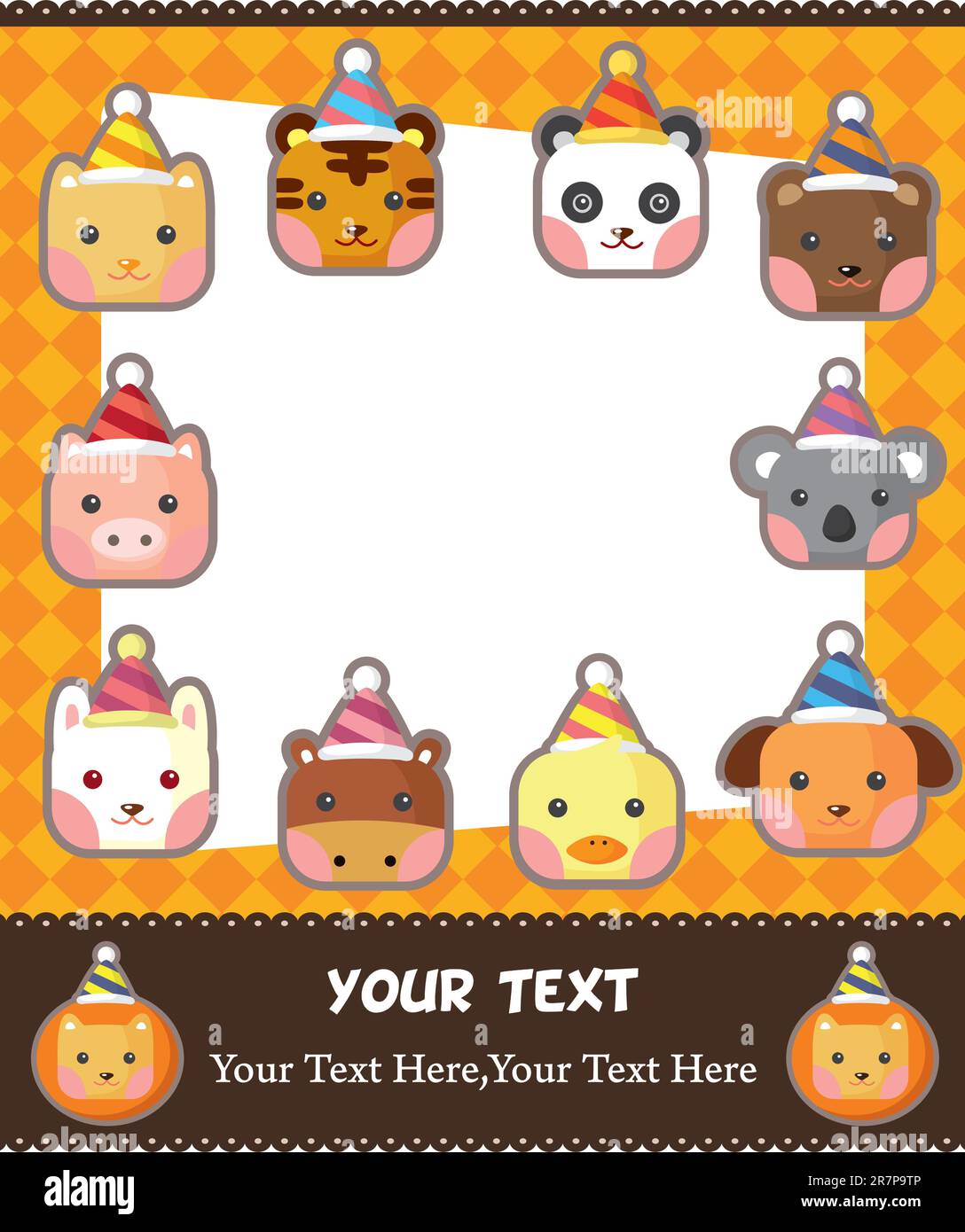 cartoon party animal head card Stock Vector Image & Art - Alamy