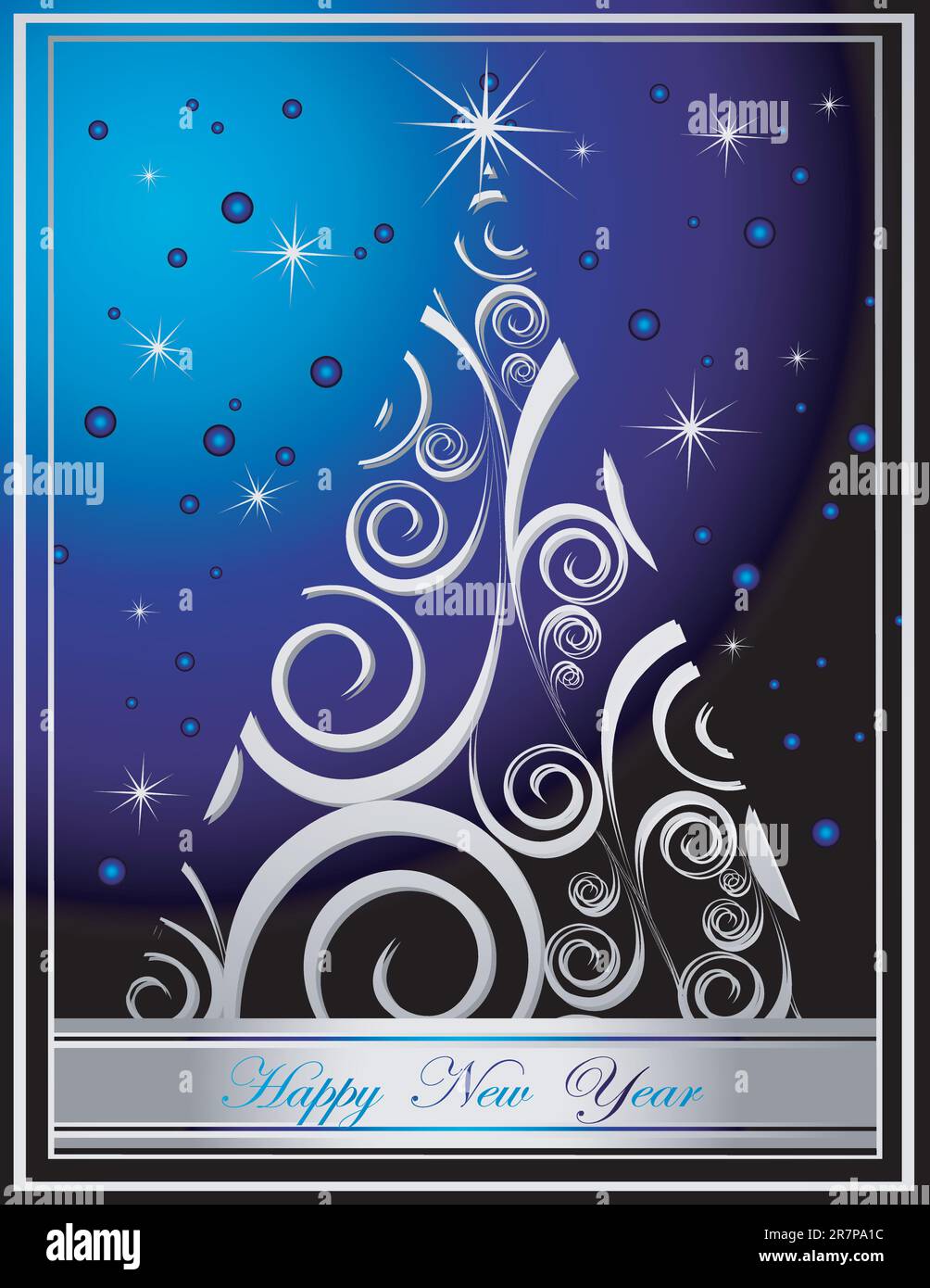 Silver and blue Happy New Year background Stock Vector Image & Art - Alamy