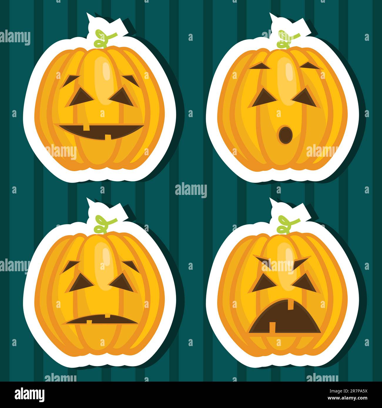Halloween pumpkin stickers, vector illustration Stock Vector Image ...