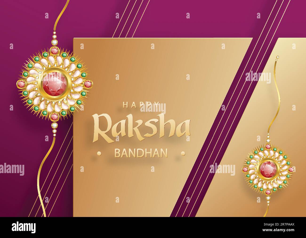Happy Raksha Bandhan, the Indian festival, with rakhi elements and ...